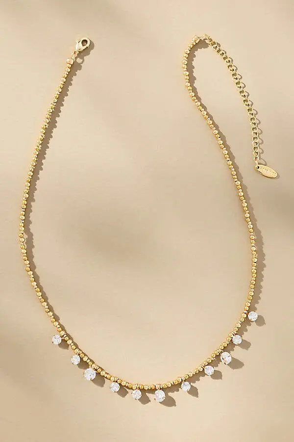 Anthropologie Delicate Crystal Necklace - Gold