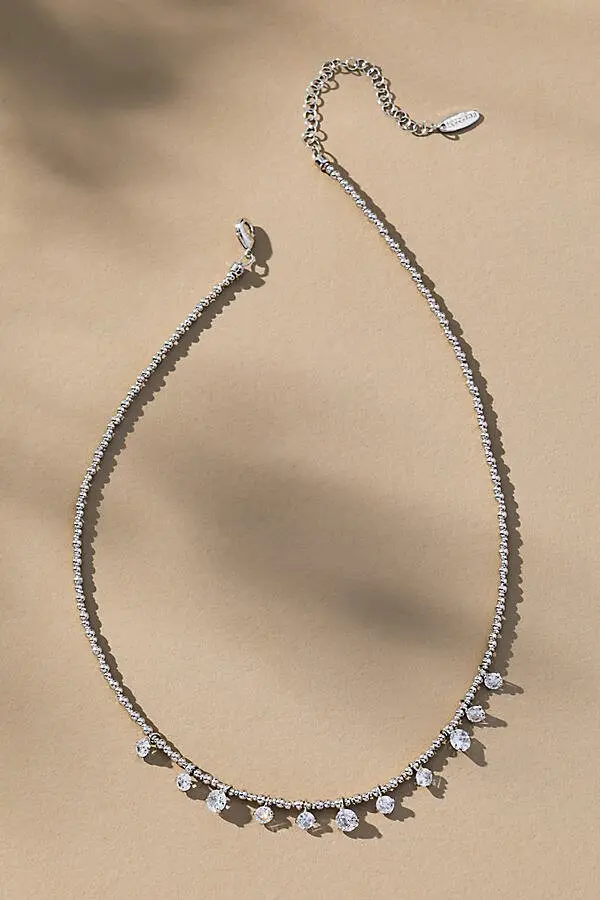 Anthropologie Delicate Crystal Necklace - Silver