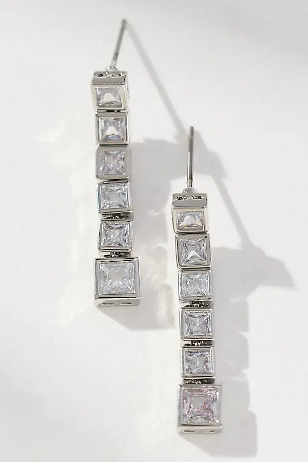 Maeve Square Drop Earrings - Silver
