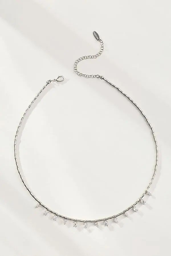 Anthropologie Delicate Crystal Necklace - Silver