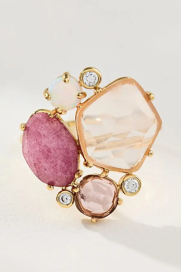 Anthropologie Glam Multi Stone Ring