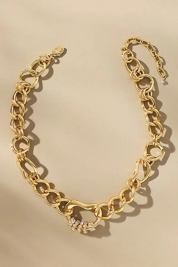 Anthropologie Chunky Link Lock Necklace - Gold
