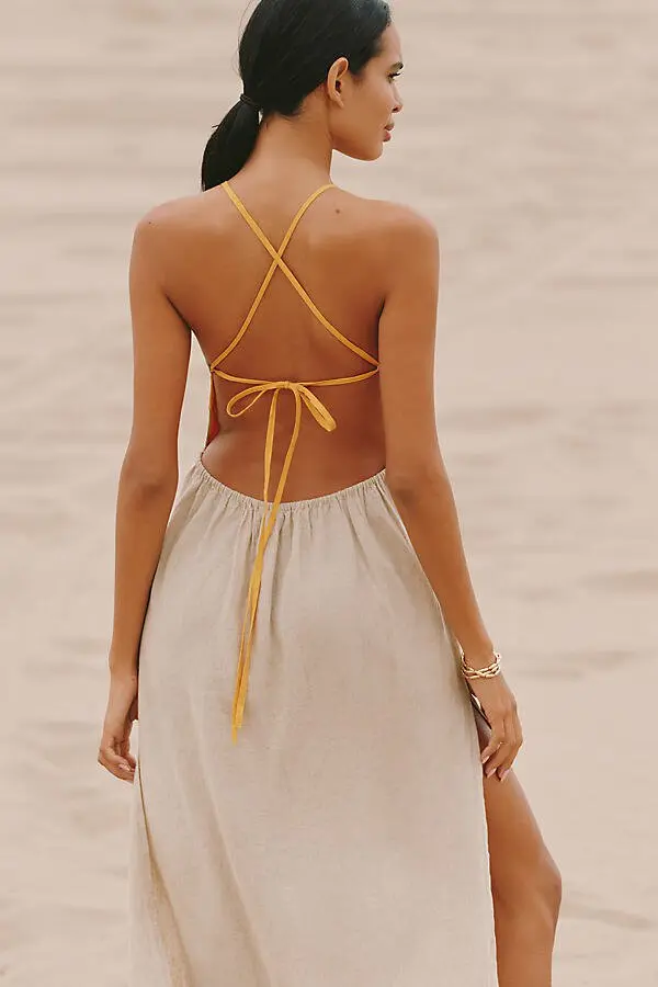 celandine beaded maxi dress Sheer Embellished Backless Maxi Dress in Burgundy - 8