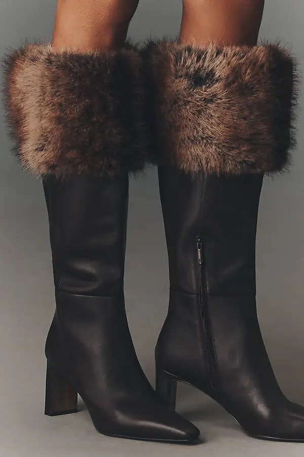Sam Edelman Sylvia Cozy Faux Fur Cuff Boots - Chocolate