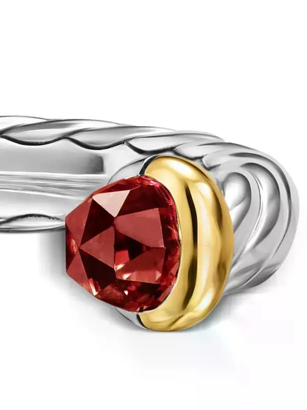 David Yurman Petite Cable Rhodolite Ring - Silver