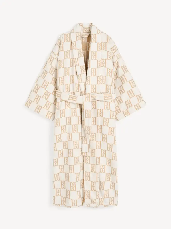 BY MALENE BIRGER Kimosa Robe Organic Cotton Kimono - Dark Sand Monogram