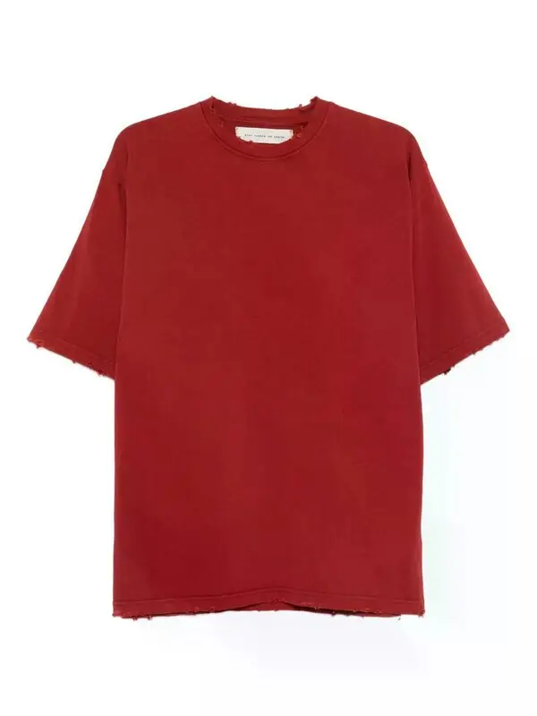 STAY HUMAN ON EARTH Frayed T-shirt - Red