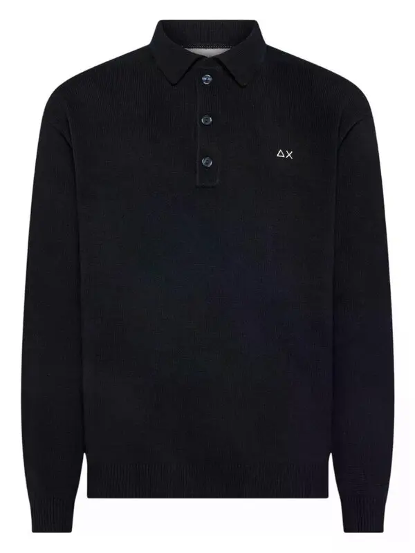 SUN 68 Button Long-sleeve Polo Shirt - Blue