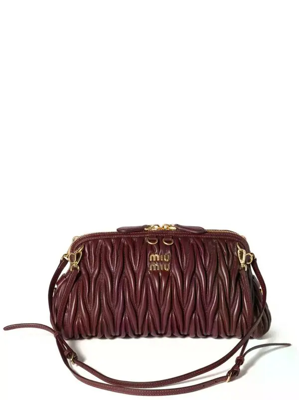 Miu Miu Matelassé Leather Clutch - Red