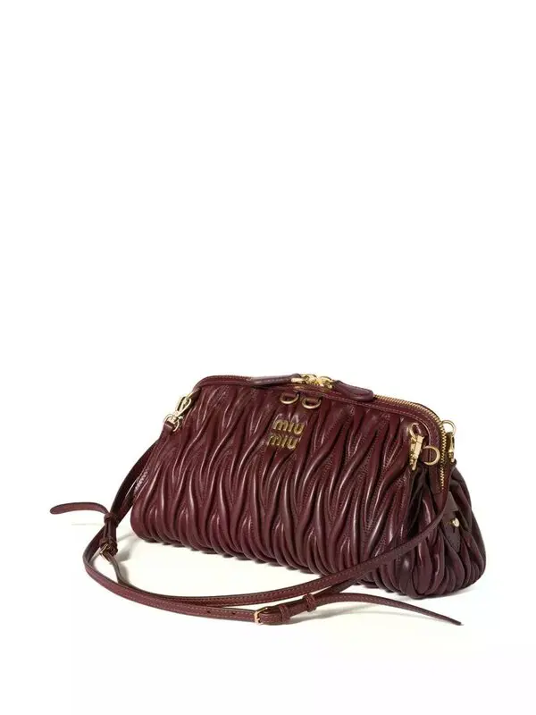 Miu Miu Caprice Matelassé Leather Clutch Bag - Red