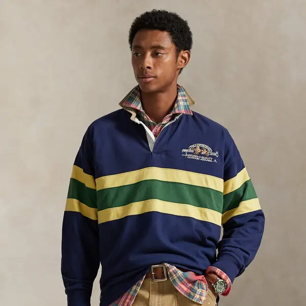 Ralph Lauren Vintage Fit Embroidered Rugby Shirt - Newport Navy/multi