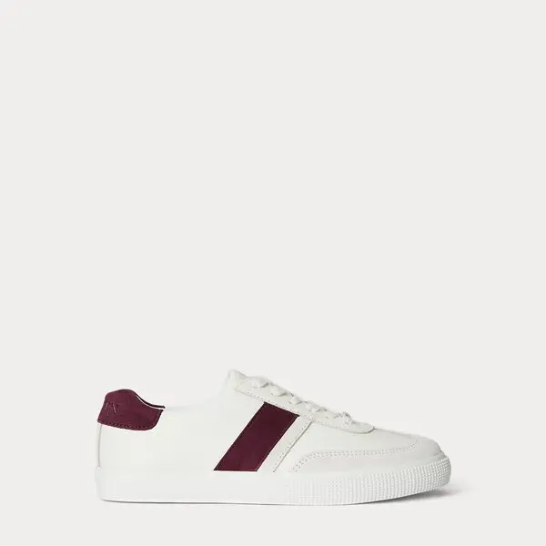 Ralph Lauren Braylee Leather & Suede Sneaker - Snow White/bianco/garnet