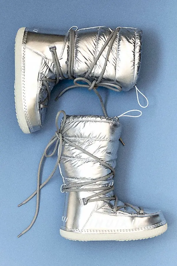 Free People Mountain High Metallic Snow Boots - Silver