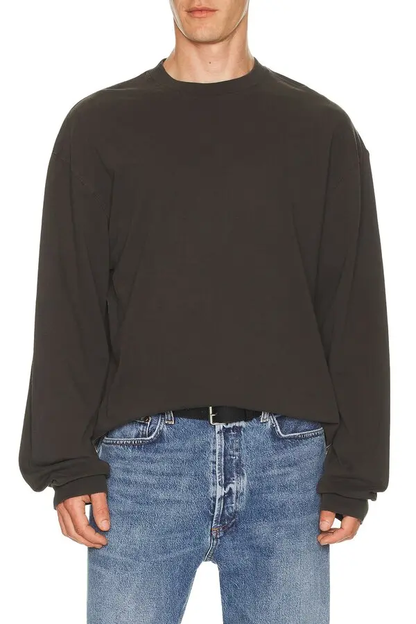 AGOLDE Long Sleeve Asha Tee In Grey - Cave