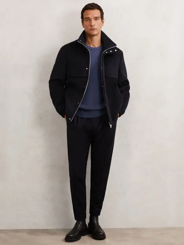 REISS Wool-blend Funnel-neck Zip Jacket