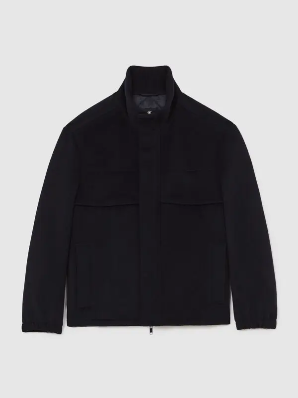 REISS Wool-blend Funnel-neck Zip Jacket