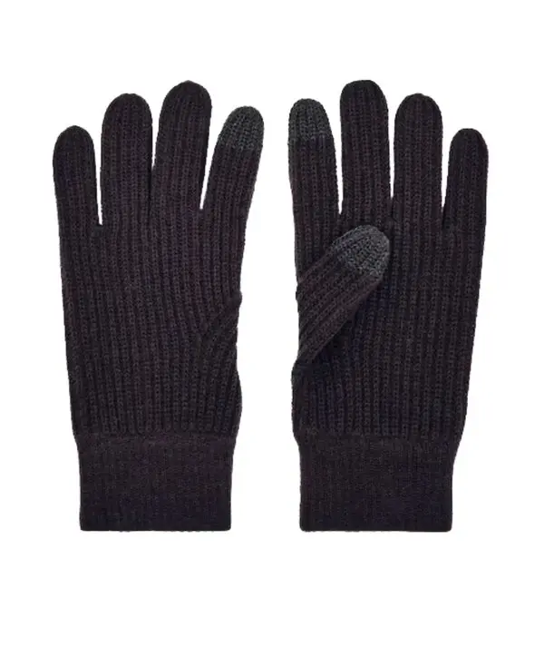 REISS Lawson Ribbed Merino Touchscreen Gloves - Chocolate Brown