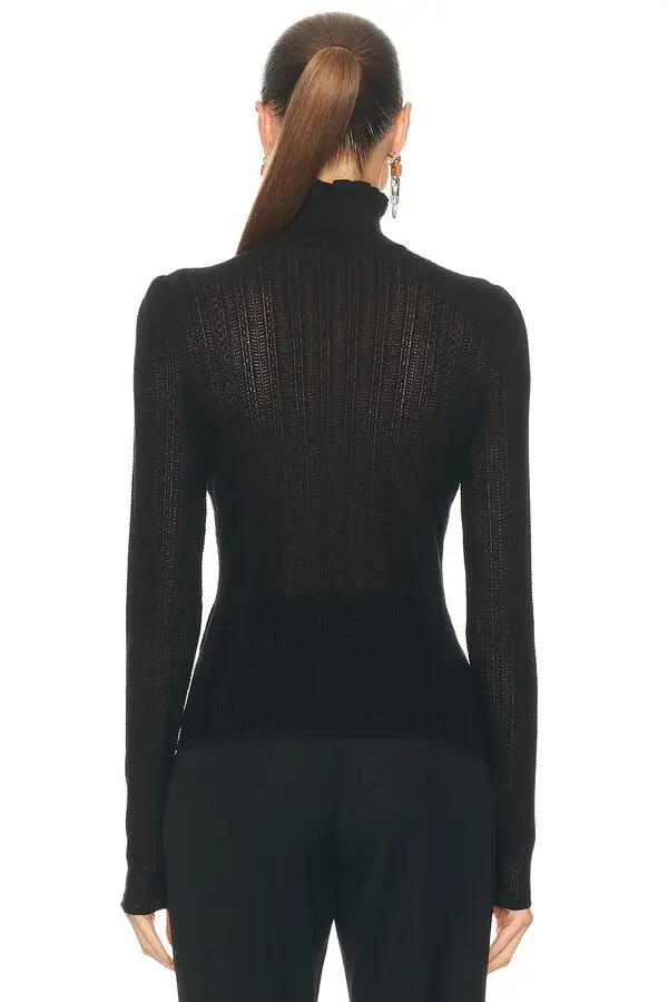 Ralph Lauren Long Sleeve Ruffle Trimmed Turtleneck Top