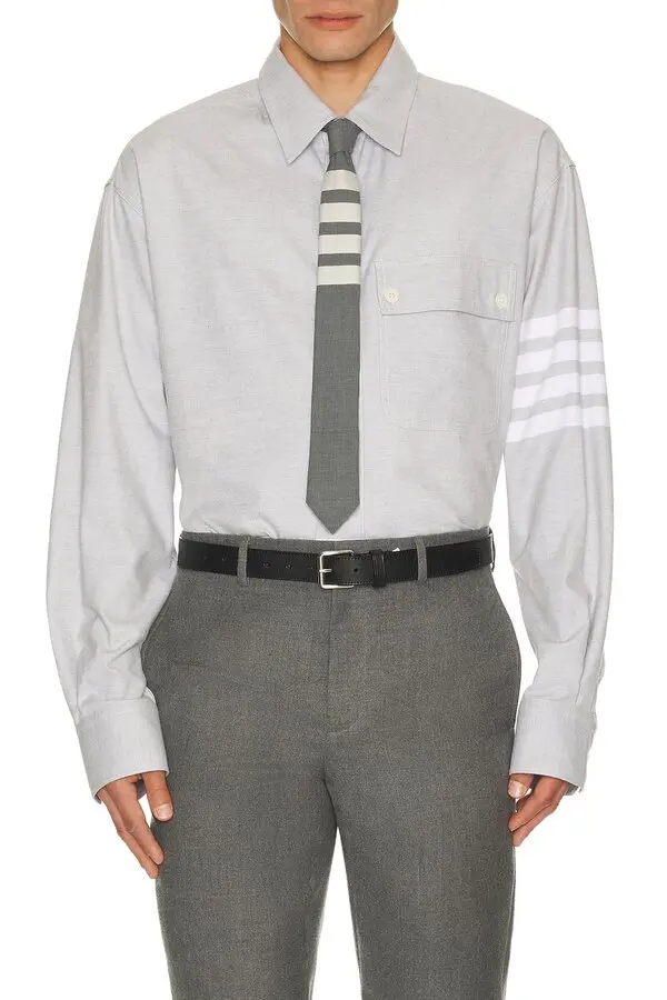 Thom Browne Oversized Shirt In Grey