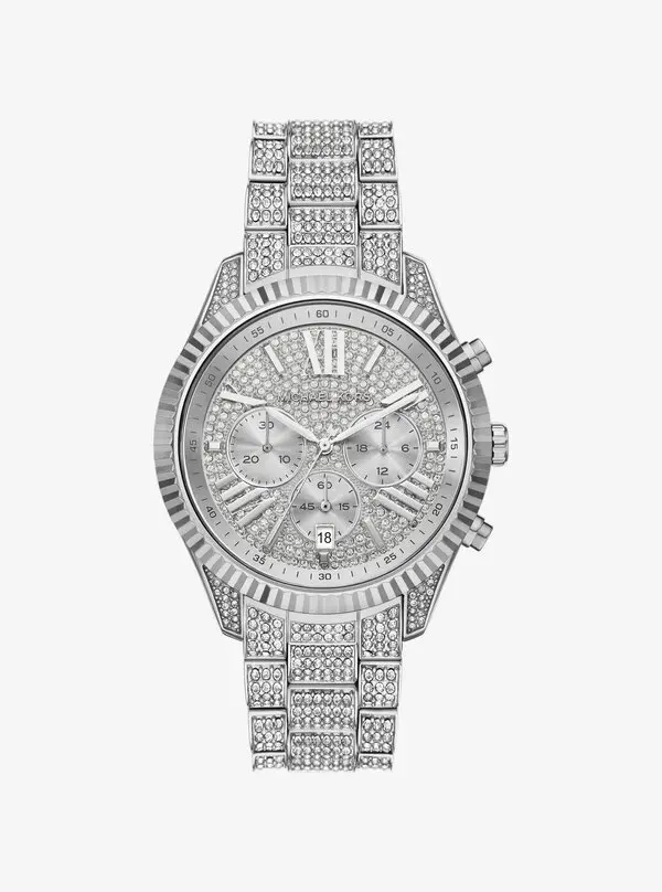 Michael Kors Oversized Lexington Pavé Two-tone Watch - Silver