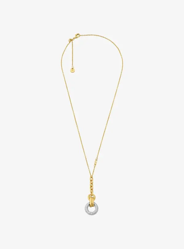Michael Kors Pavé Interlocking Pendant Necklace - Silver