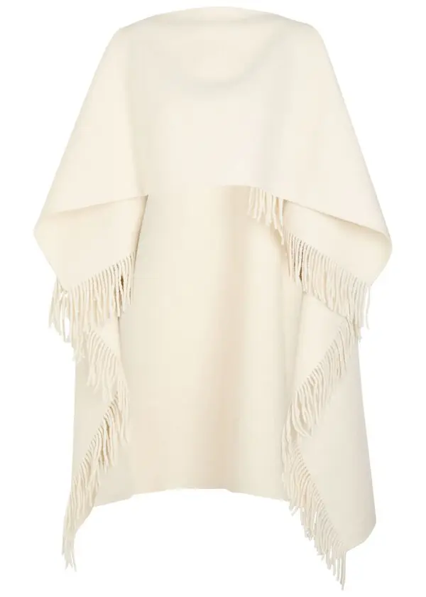 TOTÊME Wool-blend Fringed Poncho - Off White