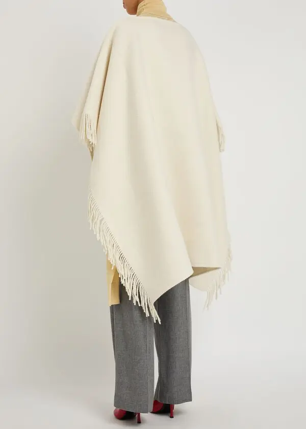 TOTÊME Wool-blend Fringed Poncho - Off White
