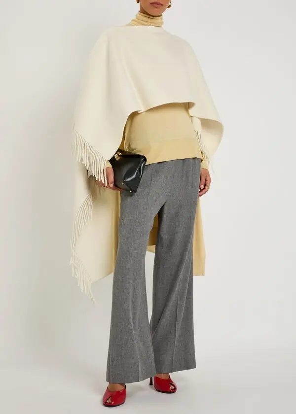 TOTÊME Wool-blend Fringed Poncho - Off White