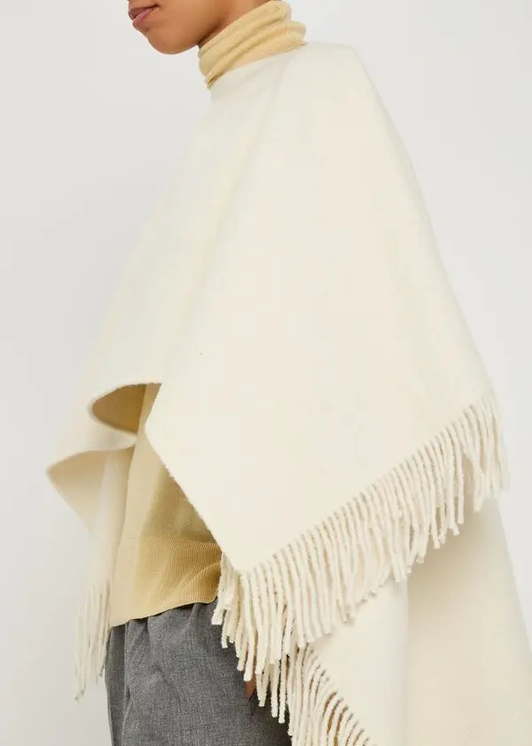 TOTÊME Wool-blend Fringed Poncho - Off White