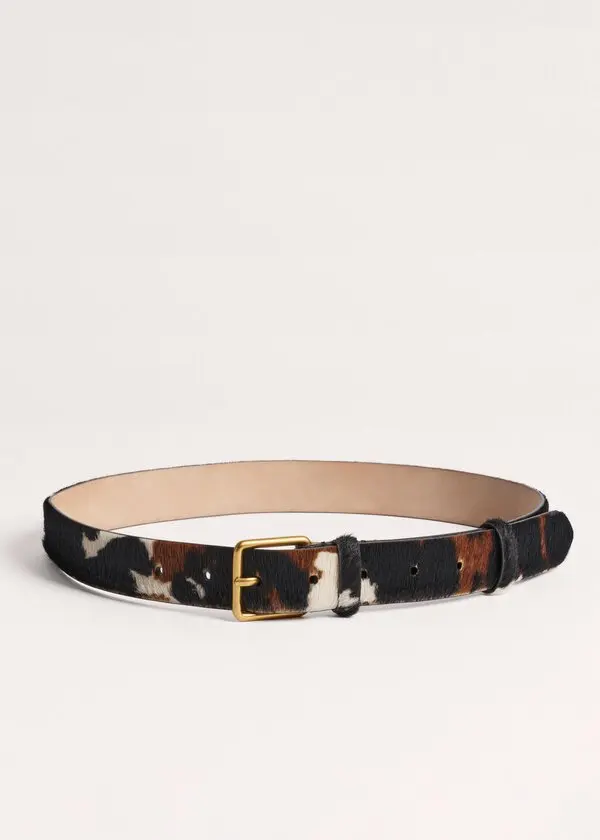 ME+EM Cow Print Leather Classic Belt