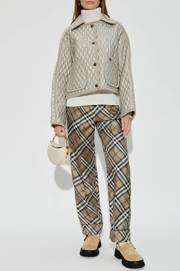 Burberry Silk Plaid Trousers