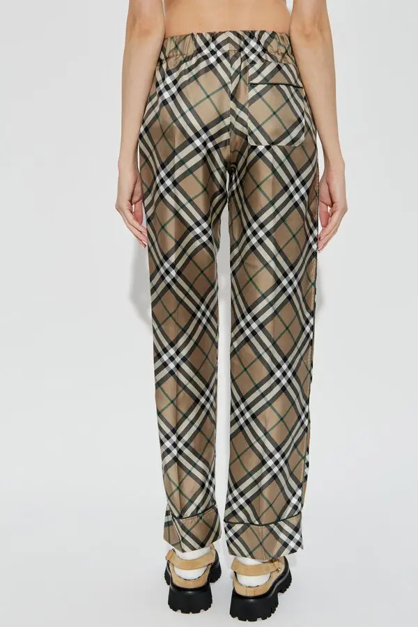 Burberry Silk Plaid Trousers