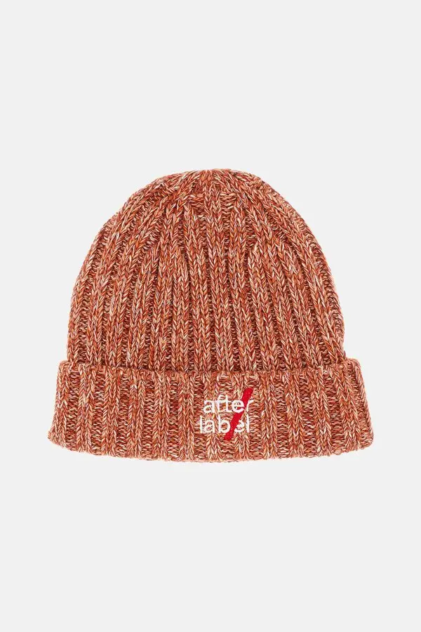 AFTER/LABEL Ribbed Wool And Cotton Blend Cap - Orange