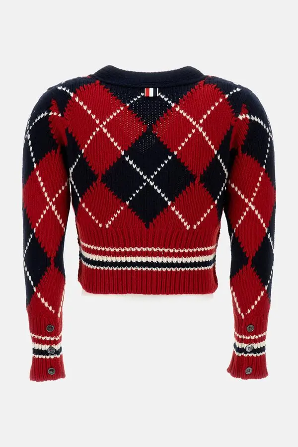 Thom Browne Argyle Jersey Cardigan - Red