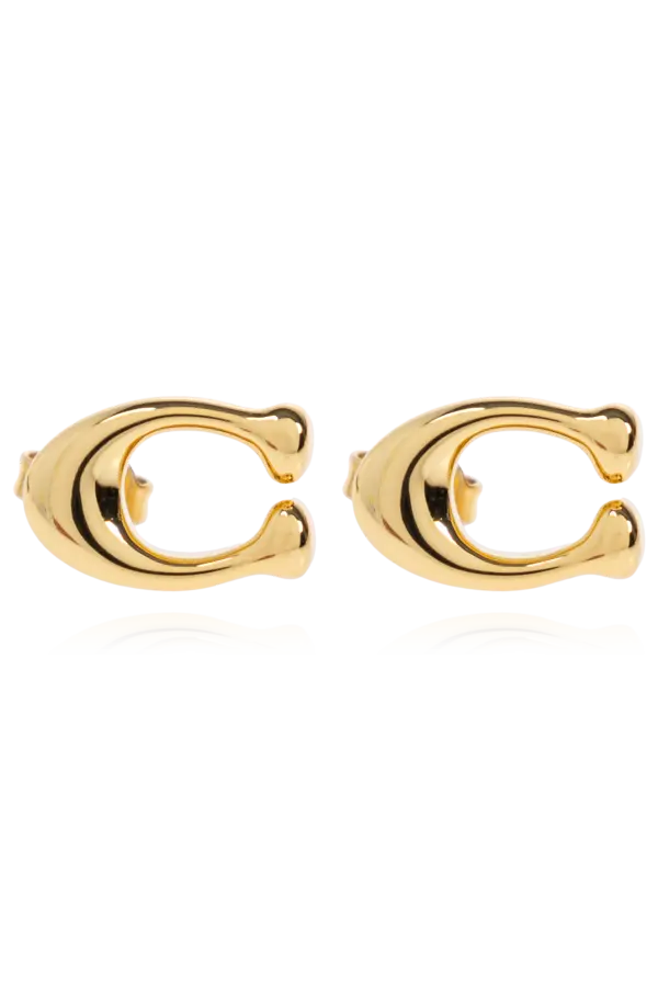 COACH Earrings With Logo - Gold