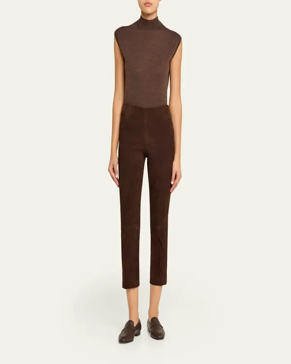 Vince Suede Split-hem Cropped Pant