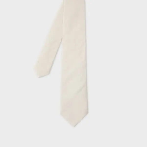 Paul Smith Linen-silk Blend Textured Tie - White