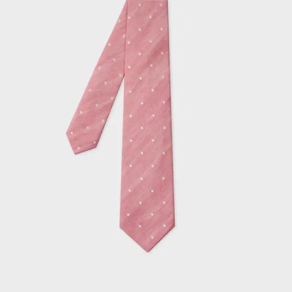 Paul Smith Linen And Silk Polka Dot Oxford Necktie - Pink