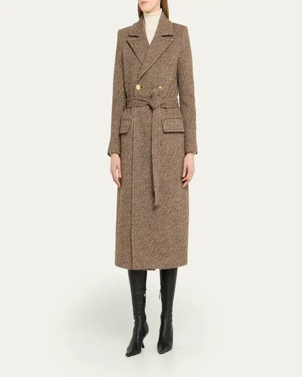 L'Agence Kolina Belted Long Coat - Bracken Brown