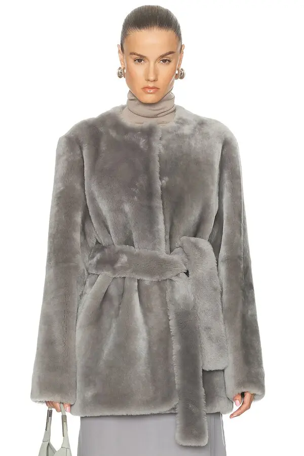 TOTEME Plush Shearling Jacket - Grey
