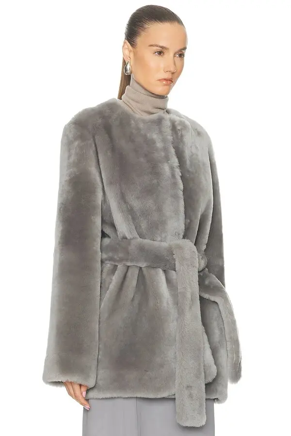 TOTEME Plush Shearling Jacket - Grey