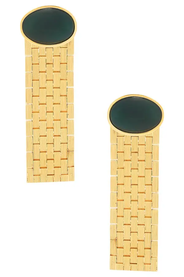 Khaite Chronos Stone Dangle Earrings - Gold & Green