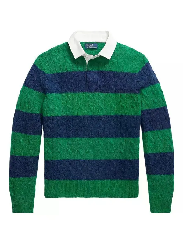 Polo Ralph Lauren Rugby Striped Cable Knit Polo Shirt