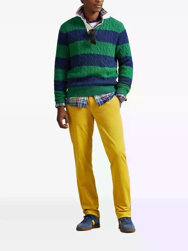 Polo Ralph Lauren Rugby Striped Cable Knit Polo Shirt