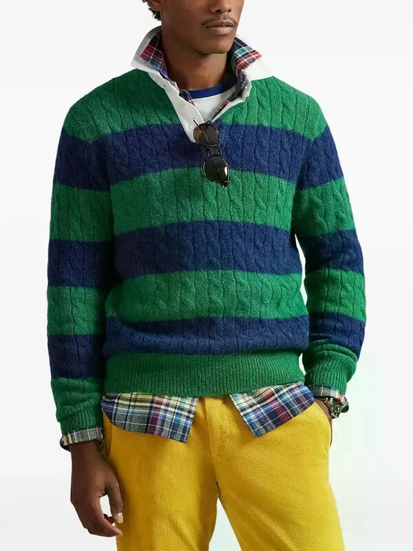 Polo Ralph Lauren Rugby Striped Cable Knit Polo Shirt
