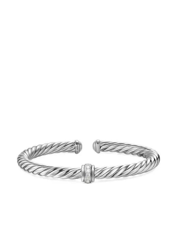David Yurman Sterling Cable Flex Center Station Diamond Bracelet
