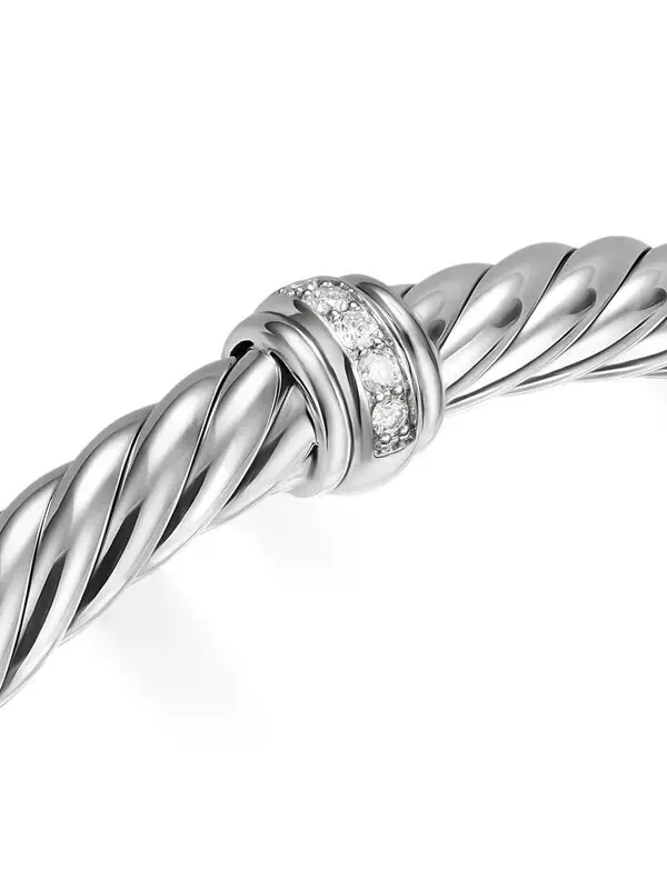 David Yurman Sterling Cable Flex Center Station Diamond Bracelet