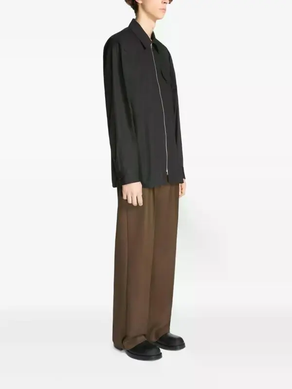 Dries Van Noten Zip-up Shirt - Black