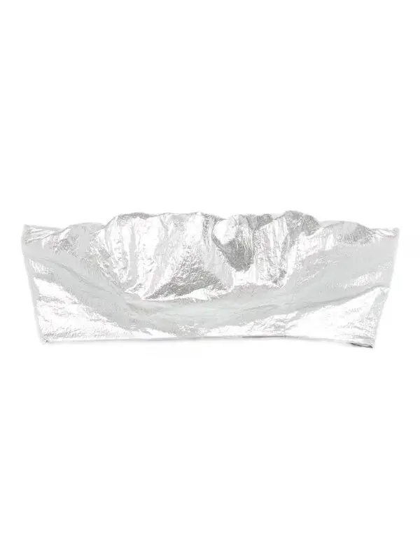 MEDEEA Metallic-effect Cropped Top - Silver