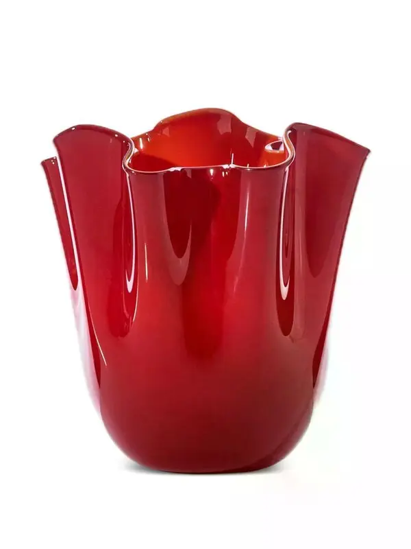 VENINI Draped Ceramic Vase - Red